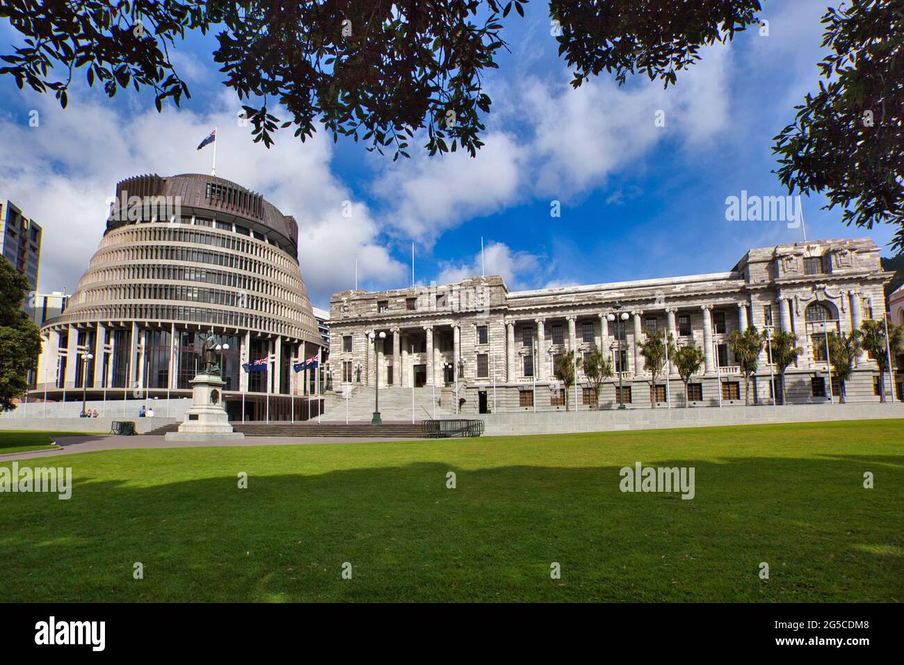 The Beehive and Parliament building in Wellington, North Island, New ...