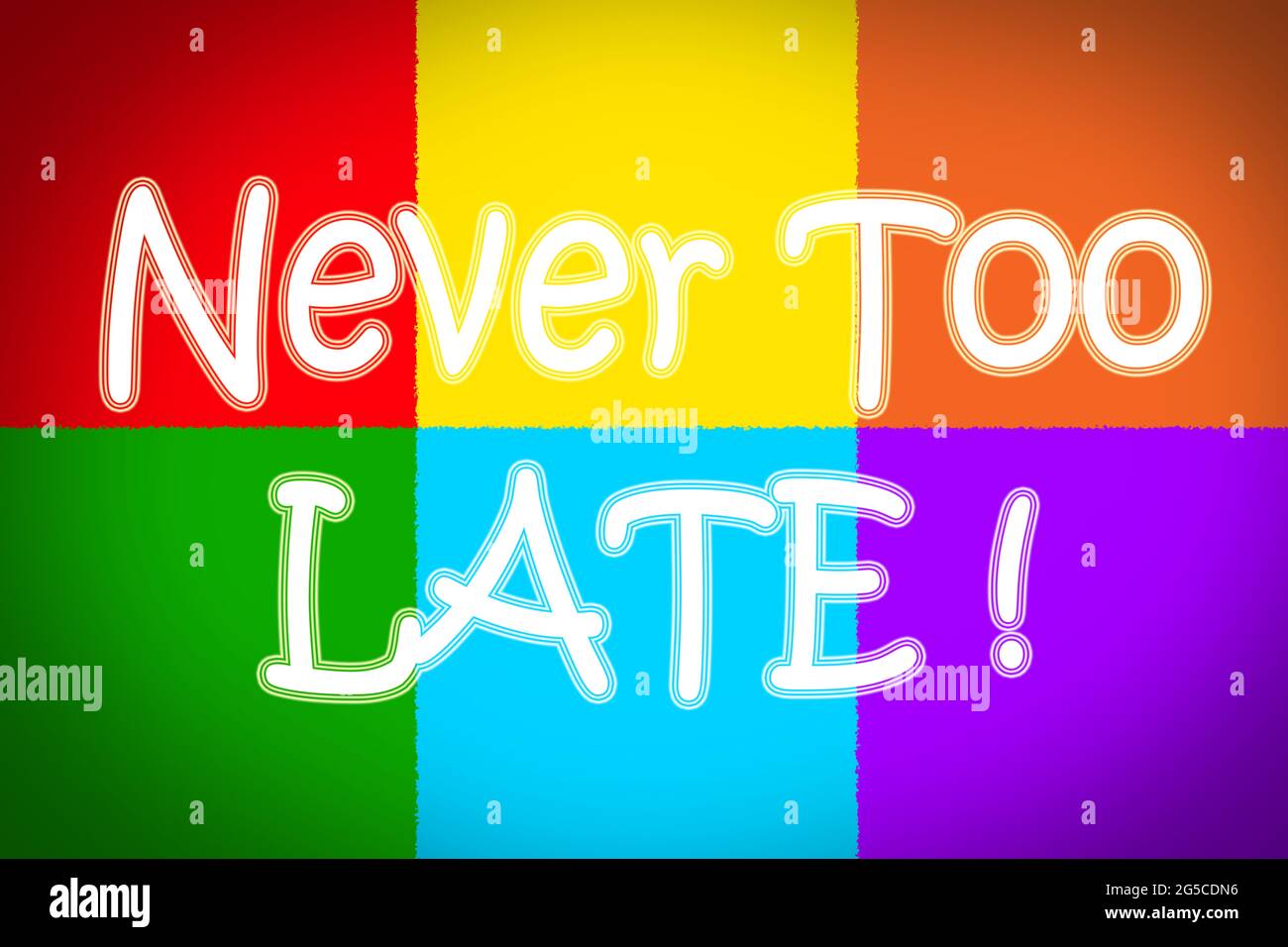 Never Too Late Concept text on background Stock Photo - Alamy