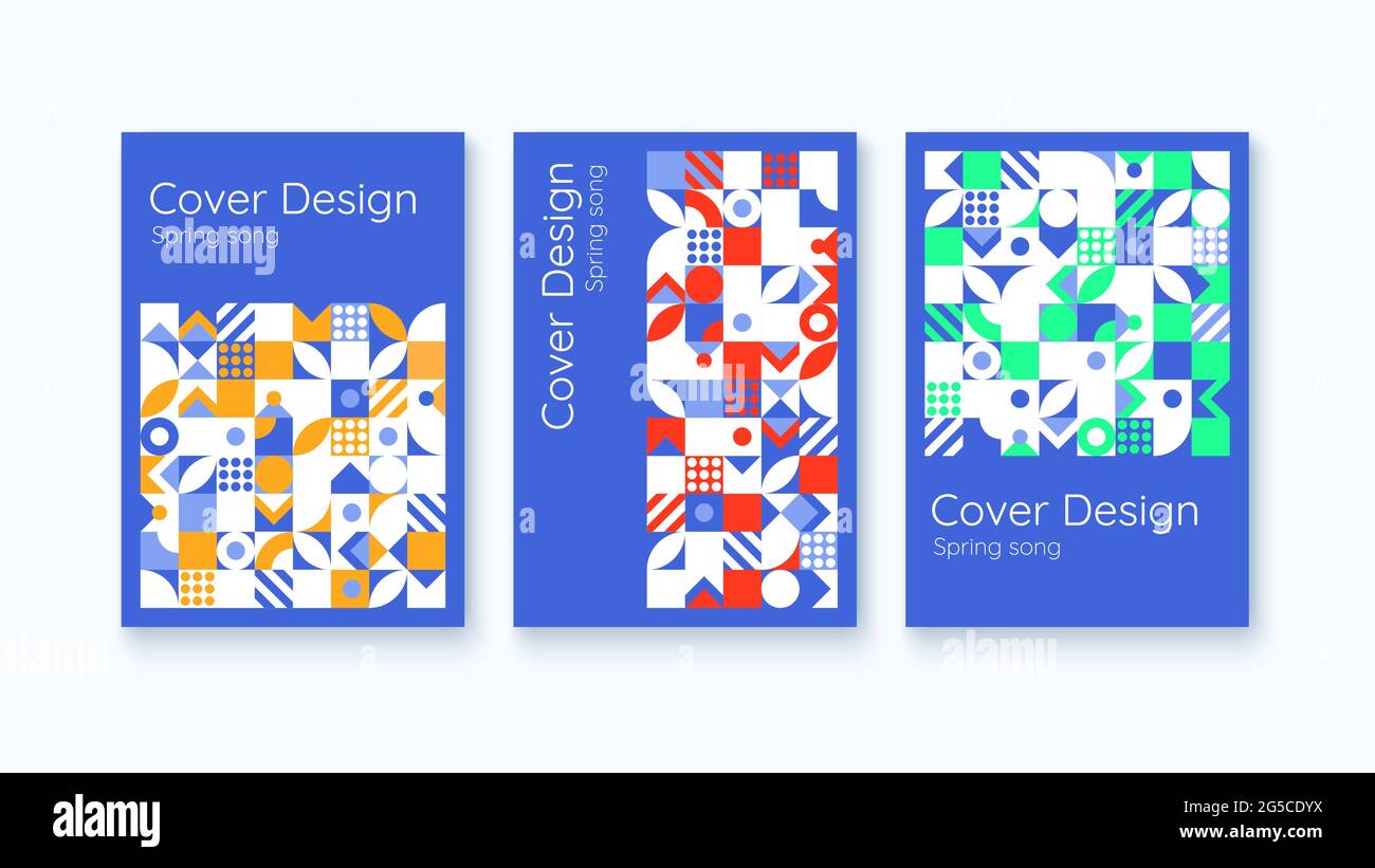 Cover Design. Set of Three Abstract Geometric Vertical Posters. Spring ...