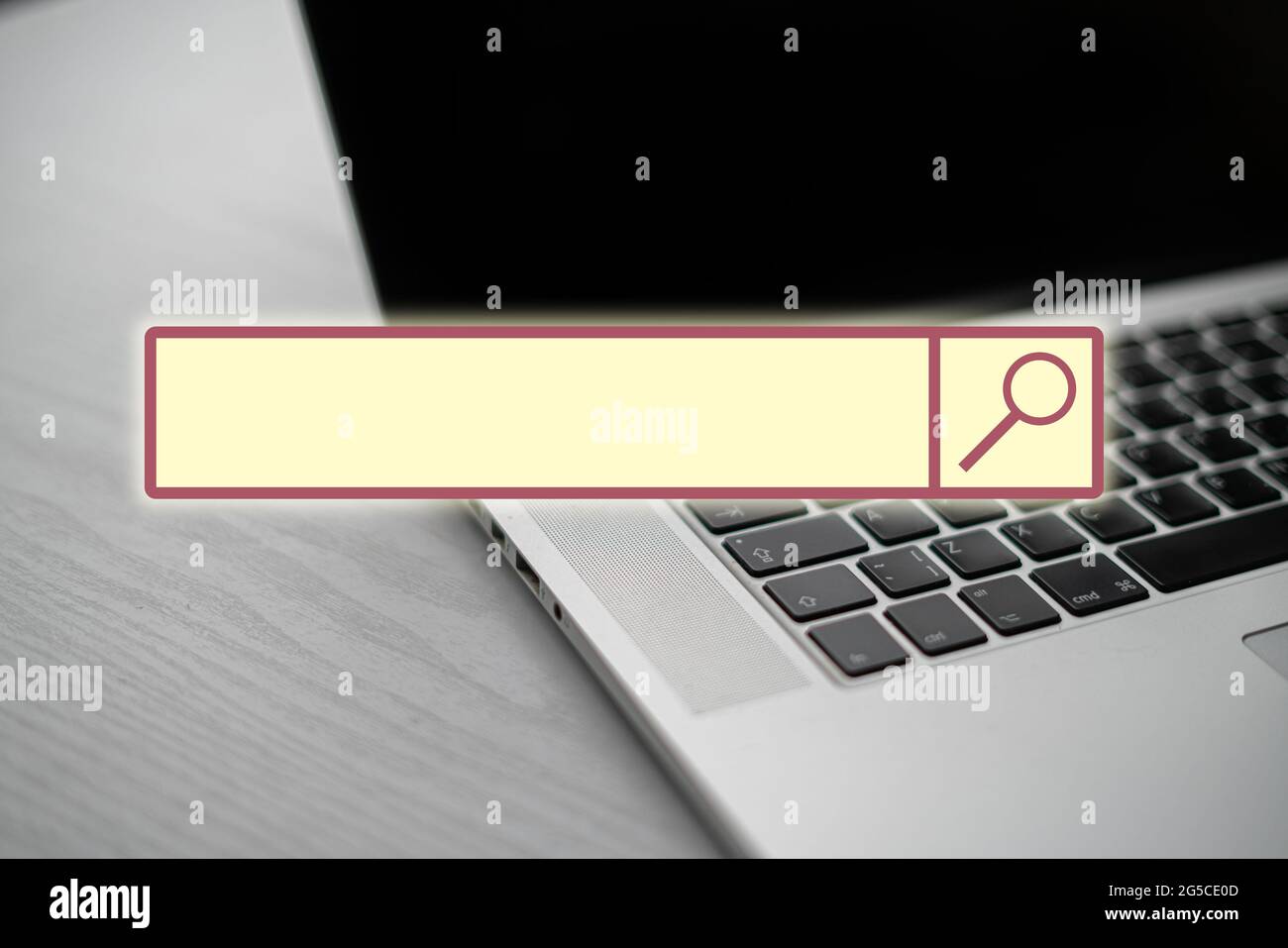 classic laptop background with a search web browser tab on the top ...