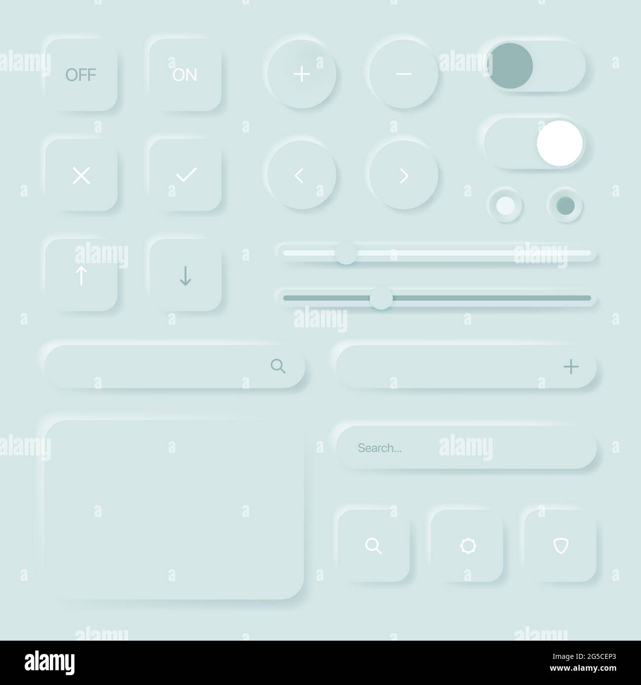 Settings User Interface. Light Isolated Buttons for Smartphone Display ...