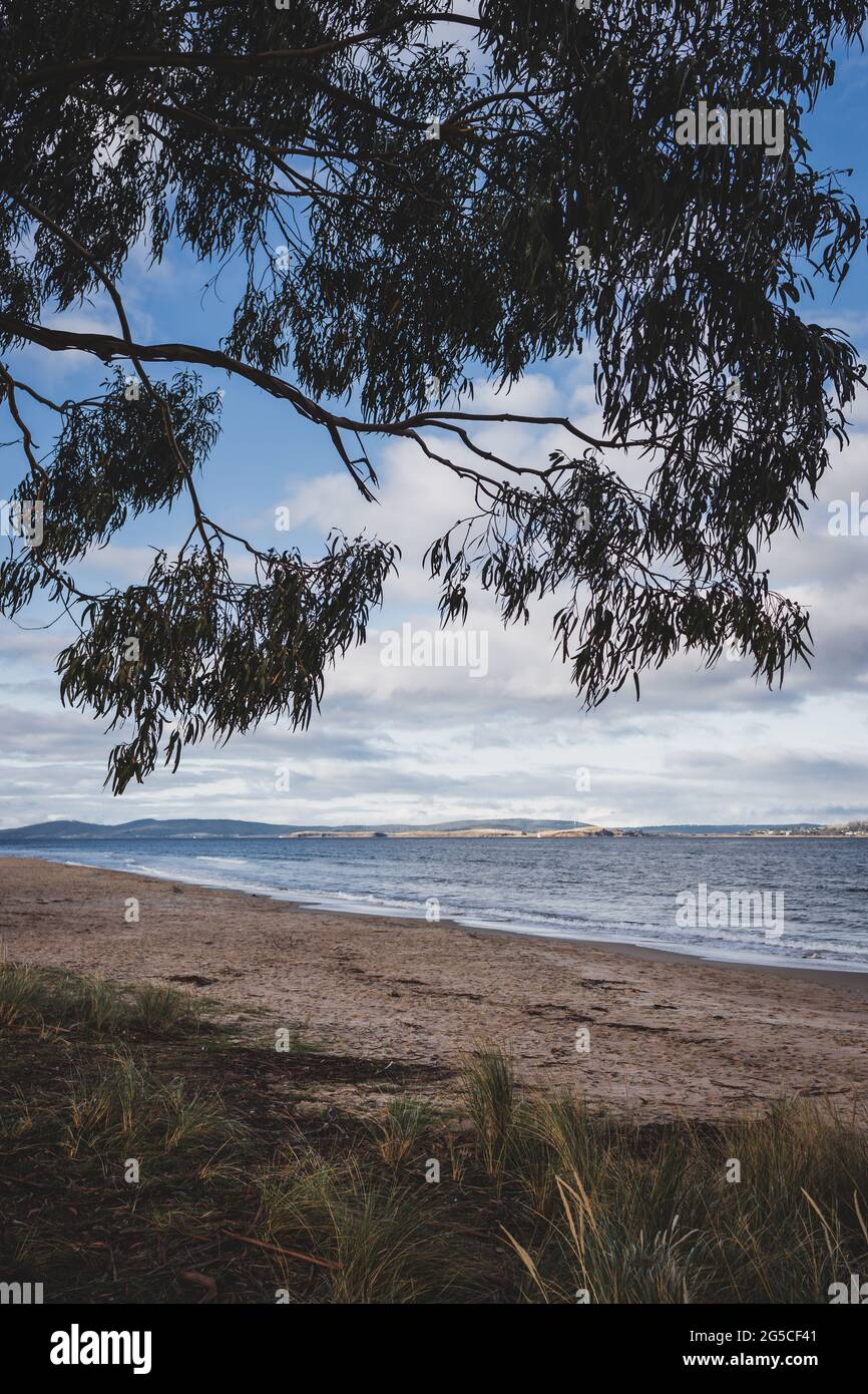 beautiful beach view at dusk in Kingston Beach in Southern Tasmania in ...