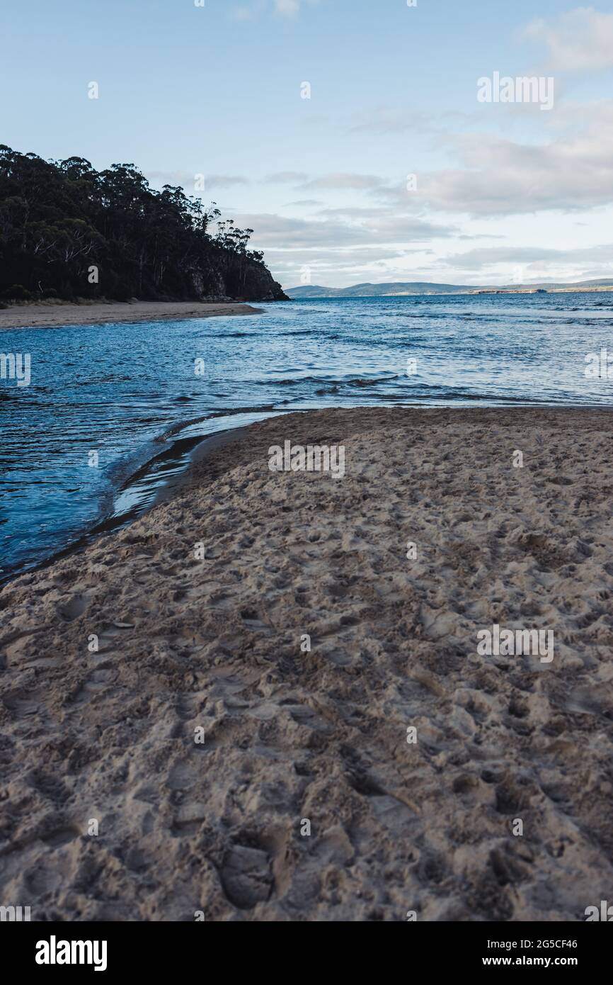beautiful beach view at dusk in Kingston Beach in Southern Tasmania in ...