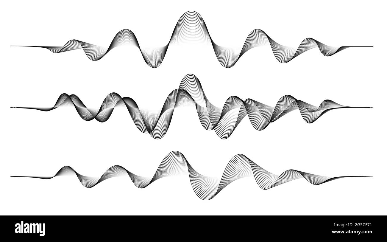 Vector background with set abstract black wave Stock Vector Image & Art ...