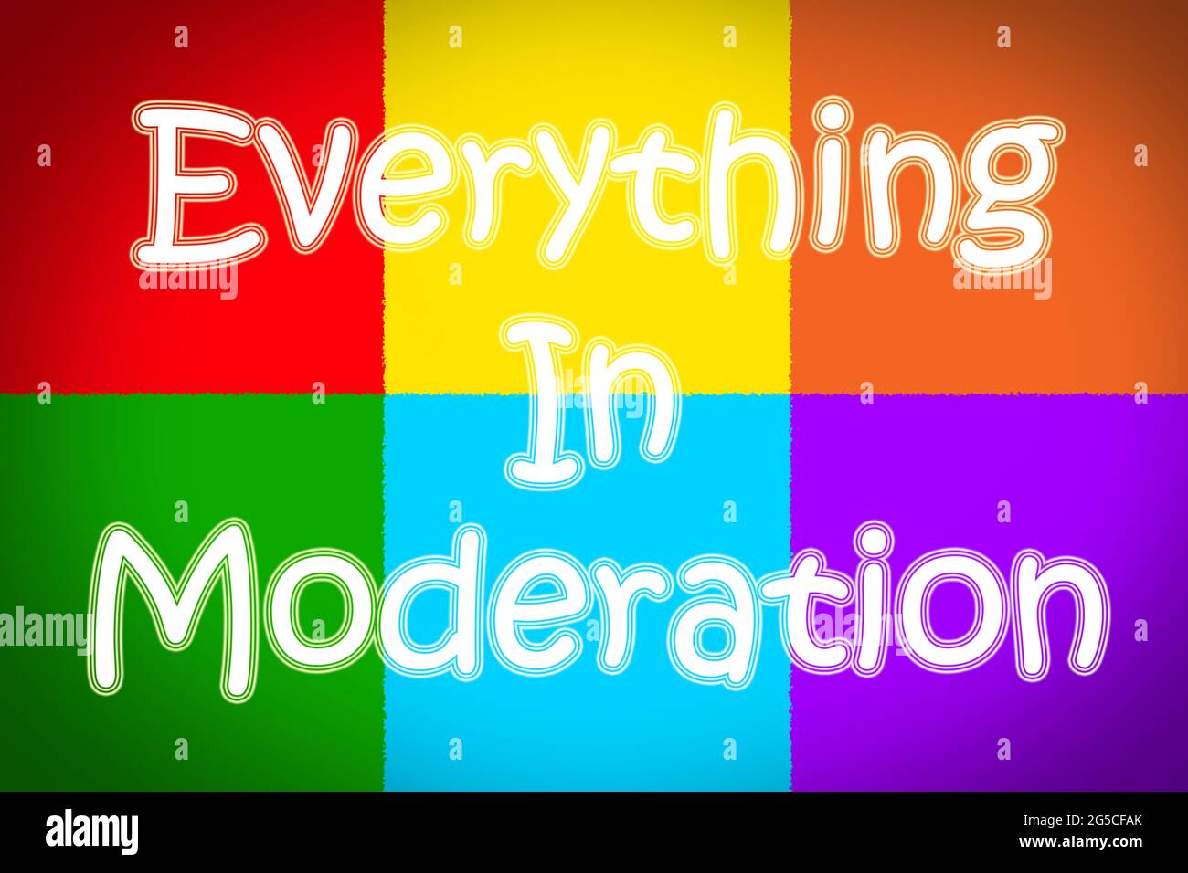 Everything in Moderation Concept text on background Stock Photo - Alamy