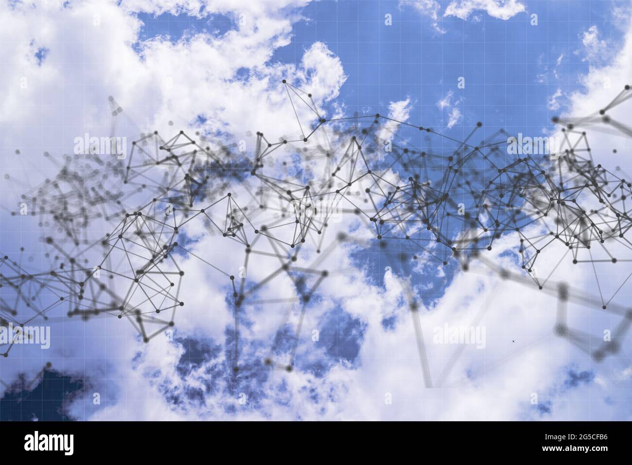 communication lines network against the sky, web network connection ...