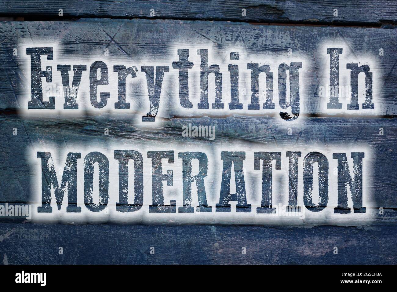 Everything in Moderation Concept text on background Stock Photo - Alamy