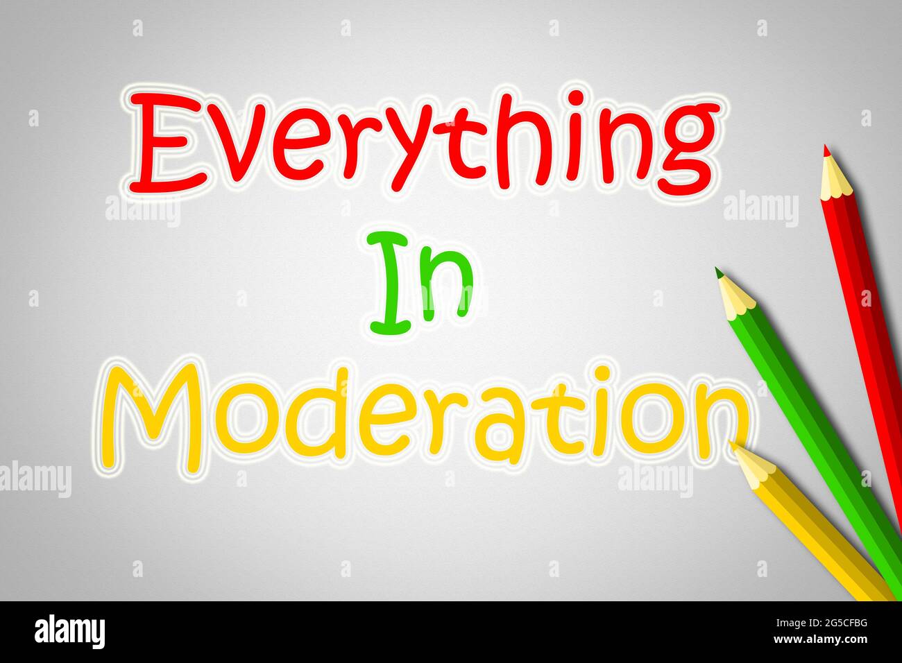 Everything in Moderation Concept text on background Stock Photo - Alamy