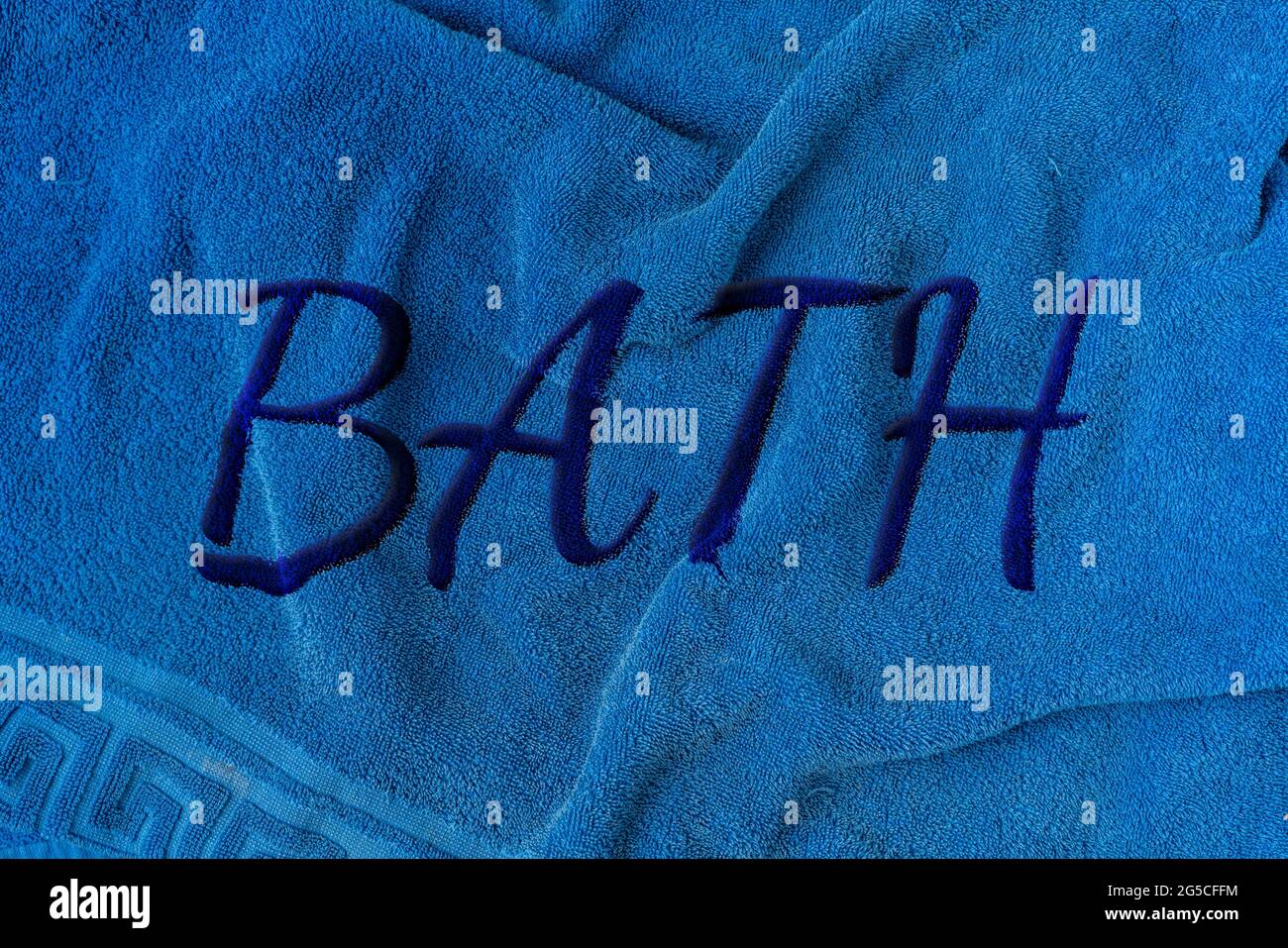bath text word on the towel texture, the clean spa body care concept ...