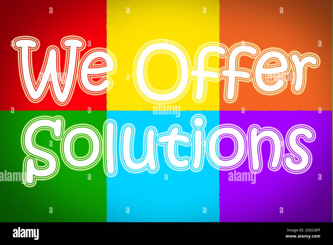 We Offer Solutions Concept text Stock Photo - Alamy