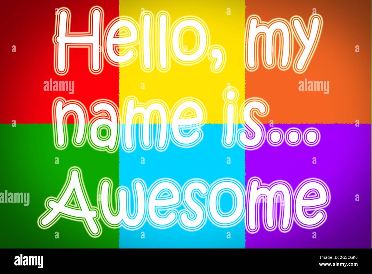 Hello My Name Is Awesome Concept text Stock Photo - Alamy
