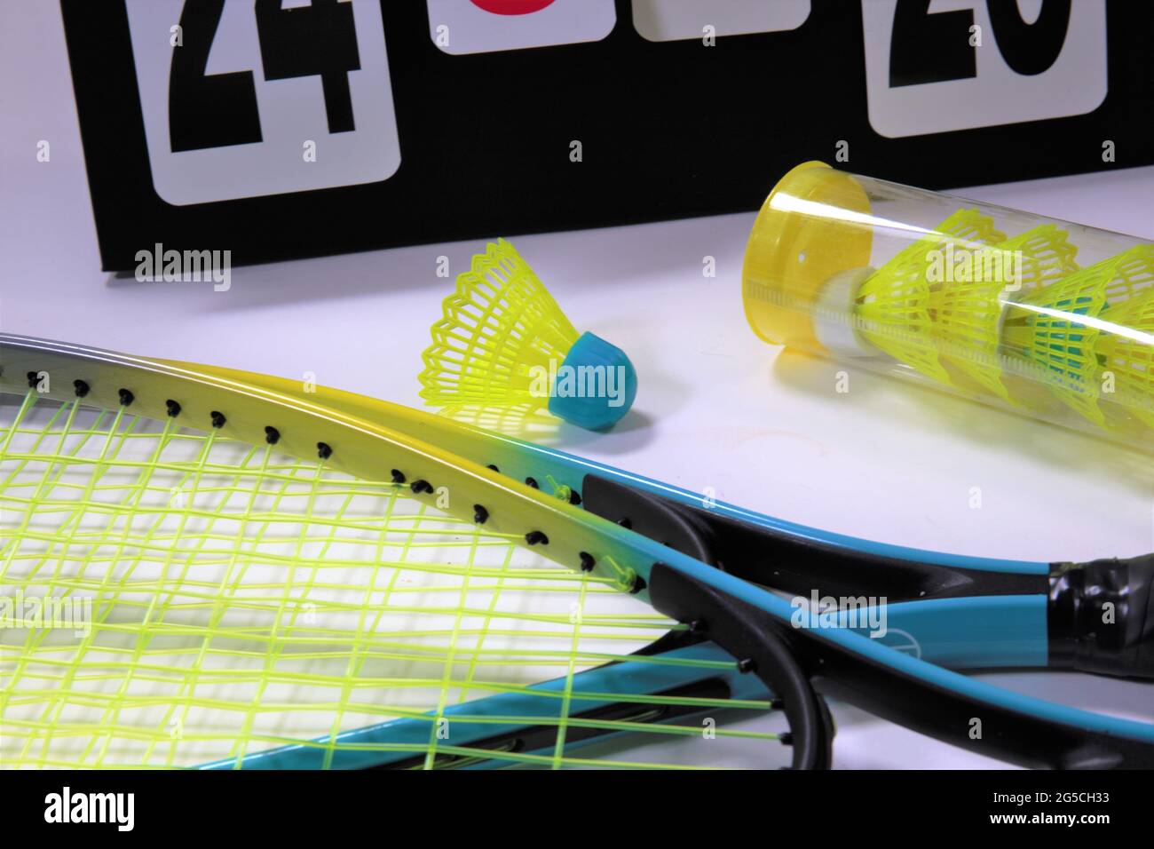 badminton racket and shuttlecock Stock Photo - Alamy