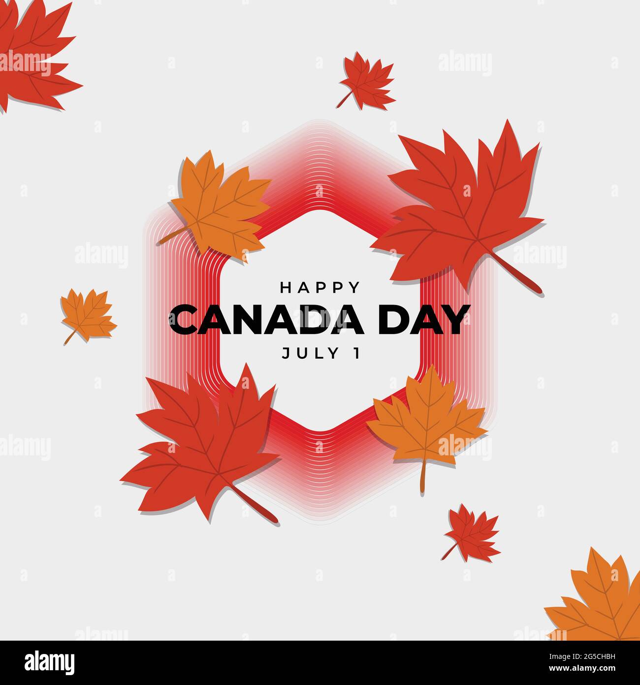 Poster of celebration of Canada day on the red shades hexagon ...
