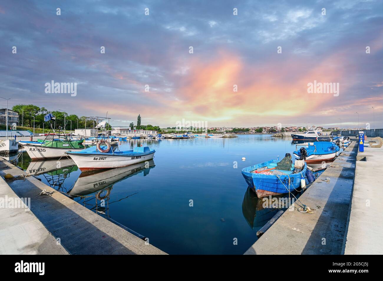 Kraimorie, Burgas, Bulgaria. Boats in the seaport of Kraimorie at day ...