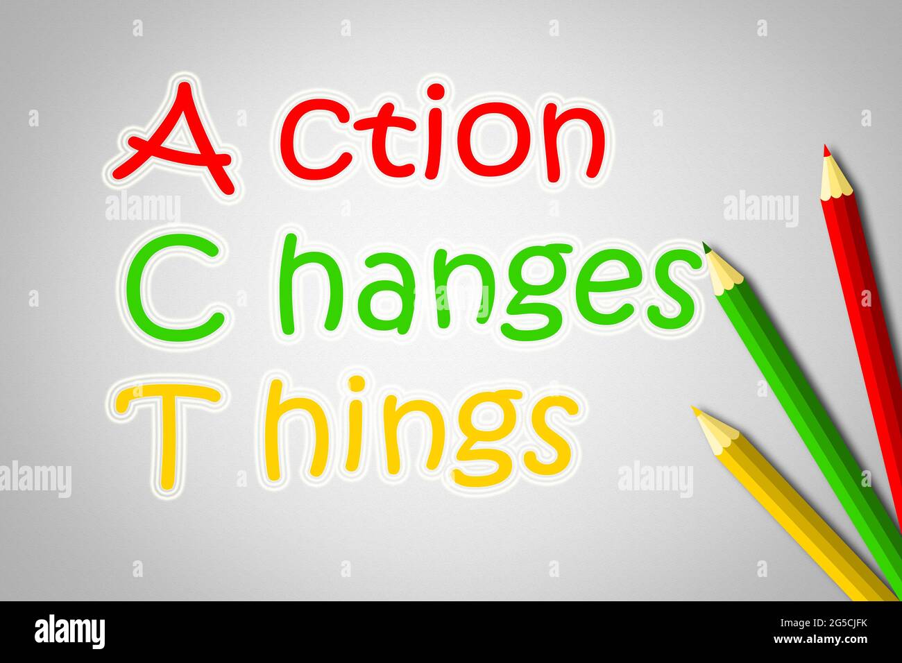 Action Changes Things concept text on background Stock Photo - Alamy