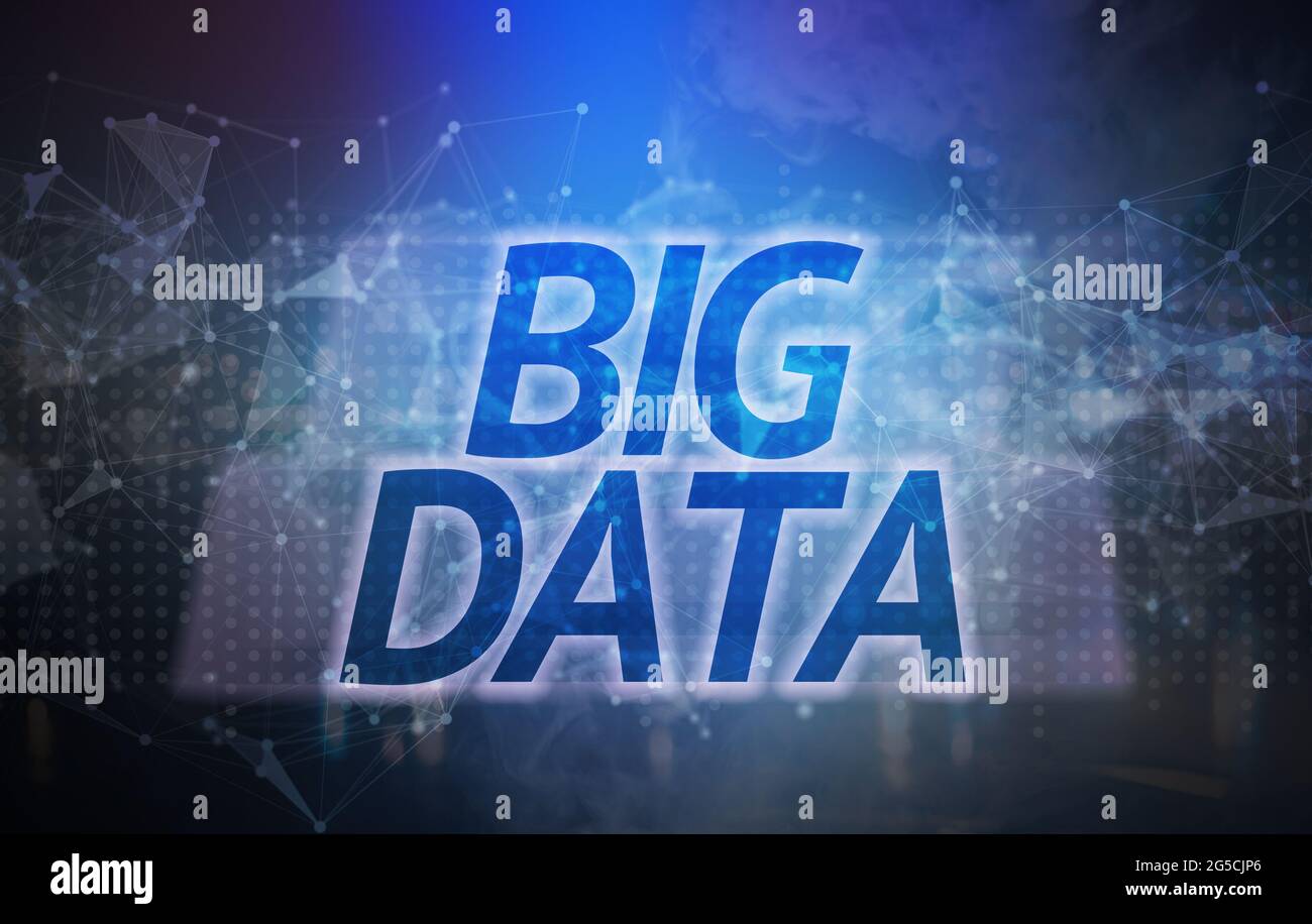 big data text on the connection technology background. the information ...