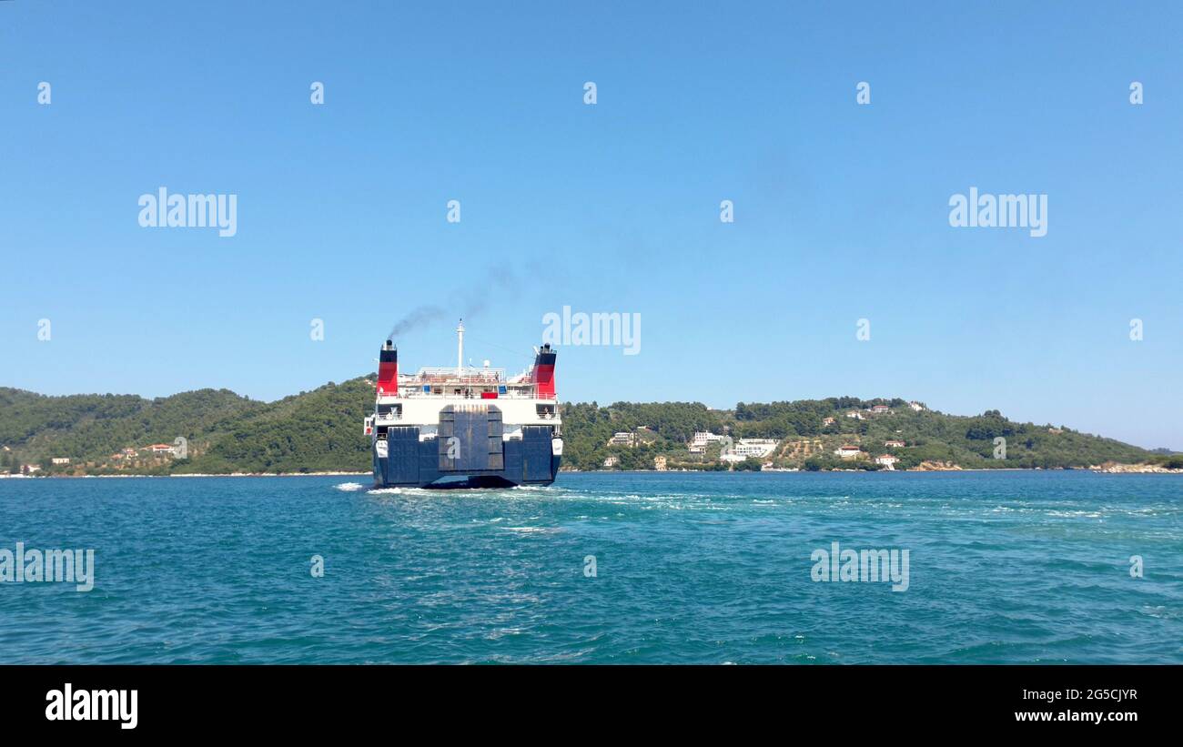 SKIATHOS, GREECE - JULY 2020: Express Skiathos Ferry boat from Hellenic ...