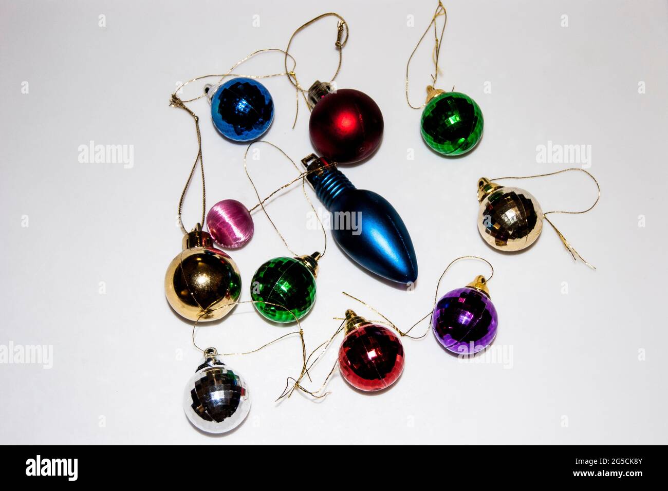 New Year's toys on a white background, assortment. Christmas, Christmas ...