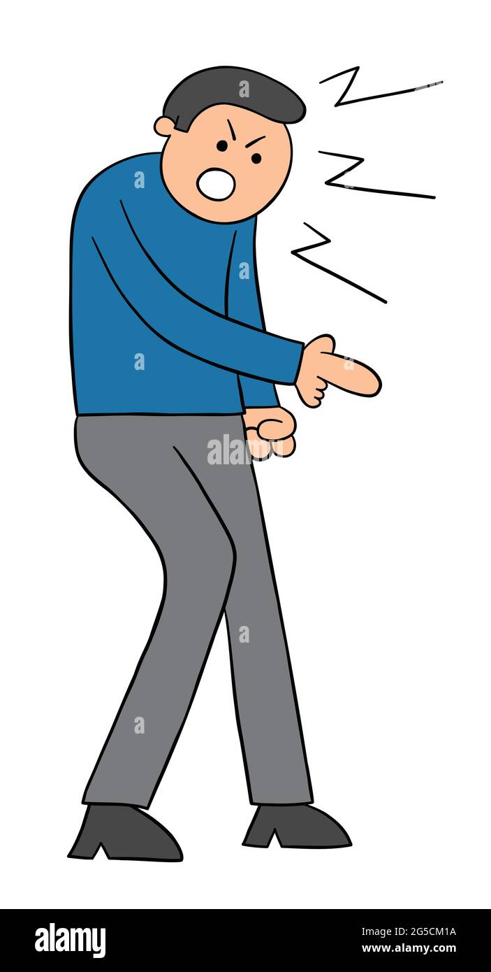 Cartoon man is very angry and shouting, vector illustration. Colored ...