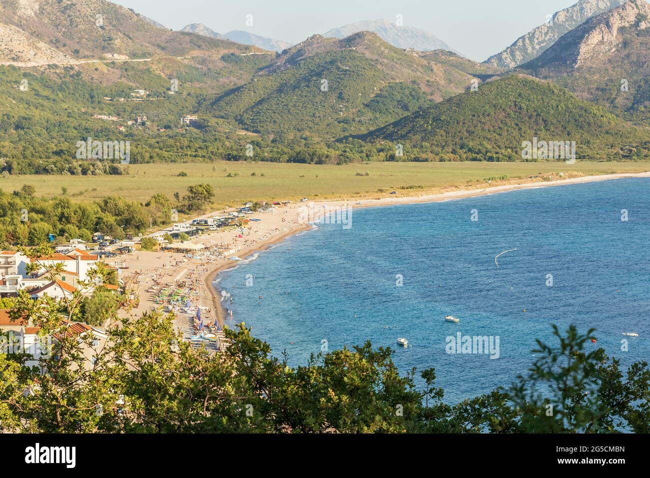 View on Buljarica Beach in Montenegro. Popular Summer vacation ...