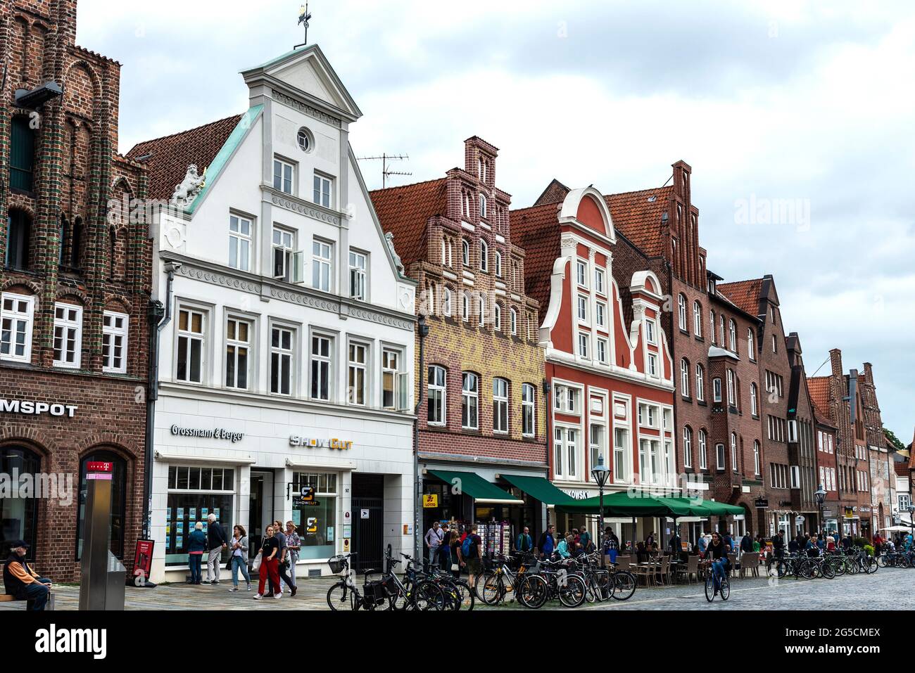 Lunenburg, Germany - August 17, 2019: Am Sande, shopping street with ...