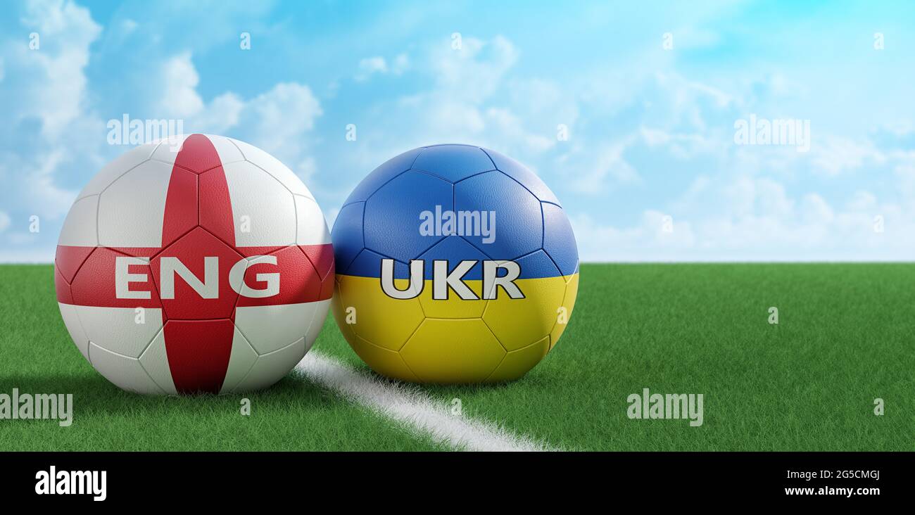 England vs. Ukraine Soccer Match - Leather balls in England and Ukraine ...