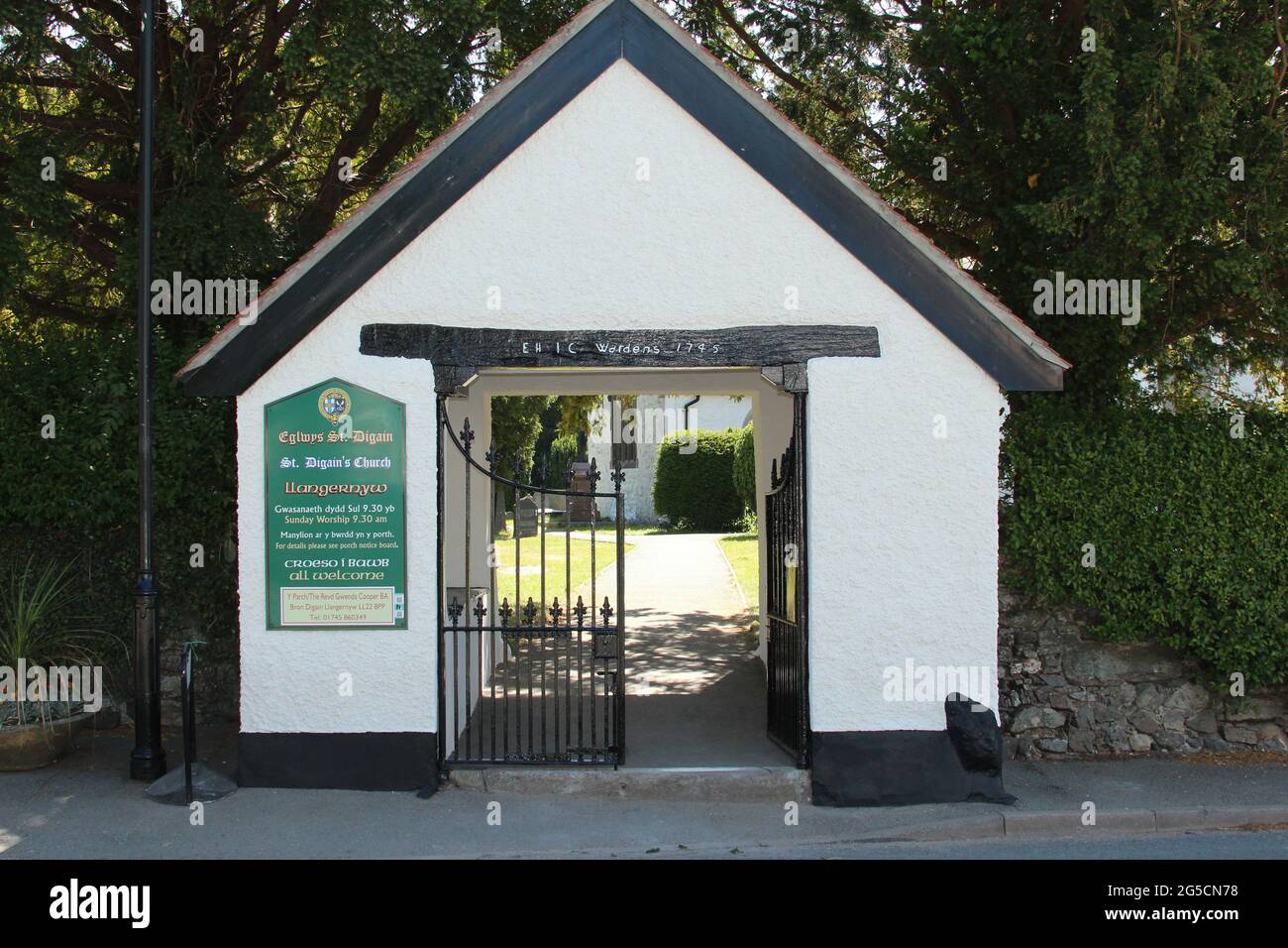 The churchyard of St Digain's parish church in Llangernyw is the site ...
