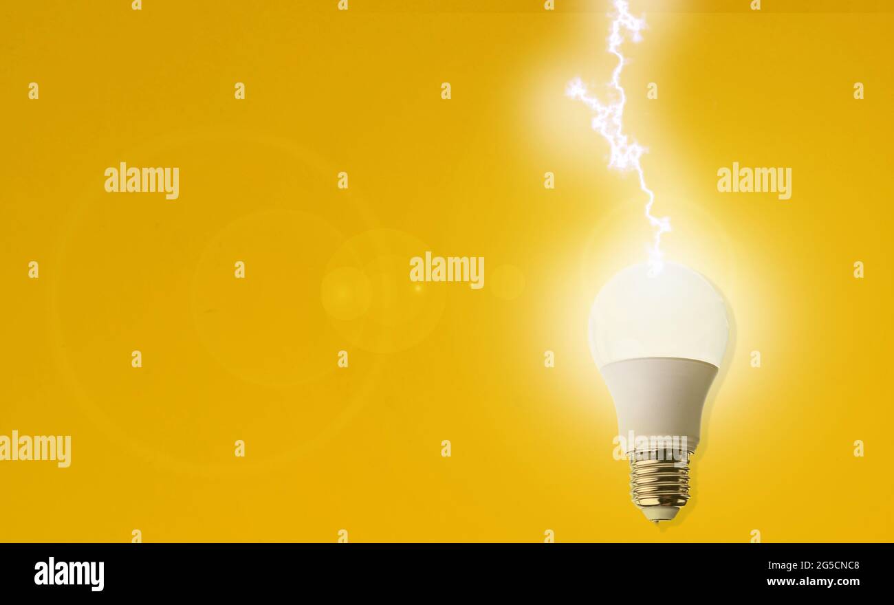 lightning bold strike in the light bulb, creative idea of the ...
