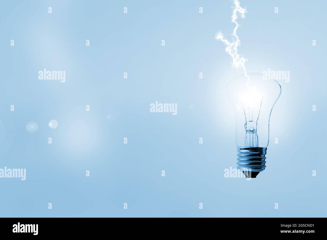lightning bold strike in the light bulb, creative idea of the ...