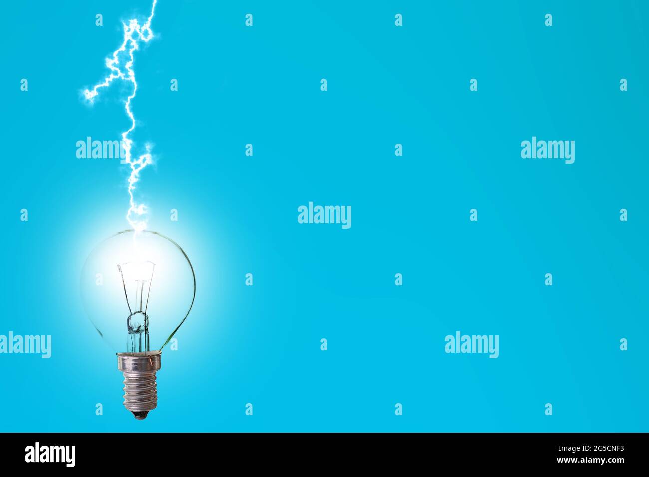 lightning bold strike in the light bulb, creative idea of the ...