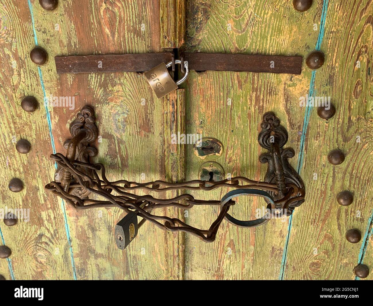 Old wooden door. Eastern styled door Stock Photo - Alamy