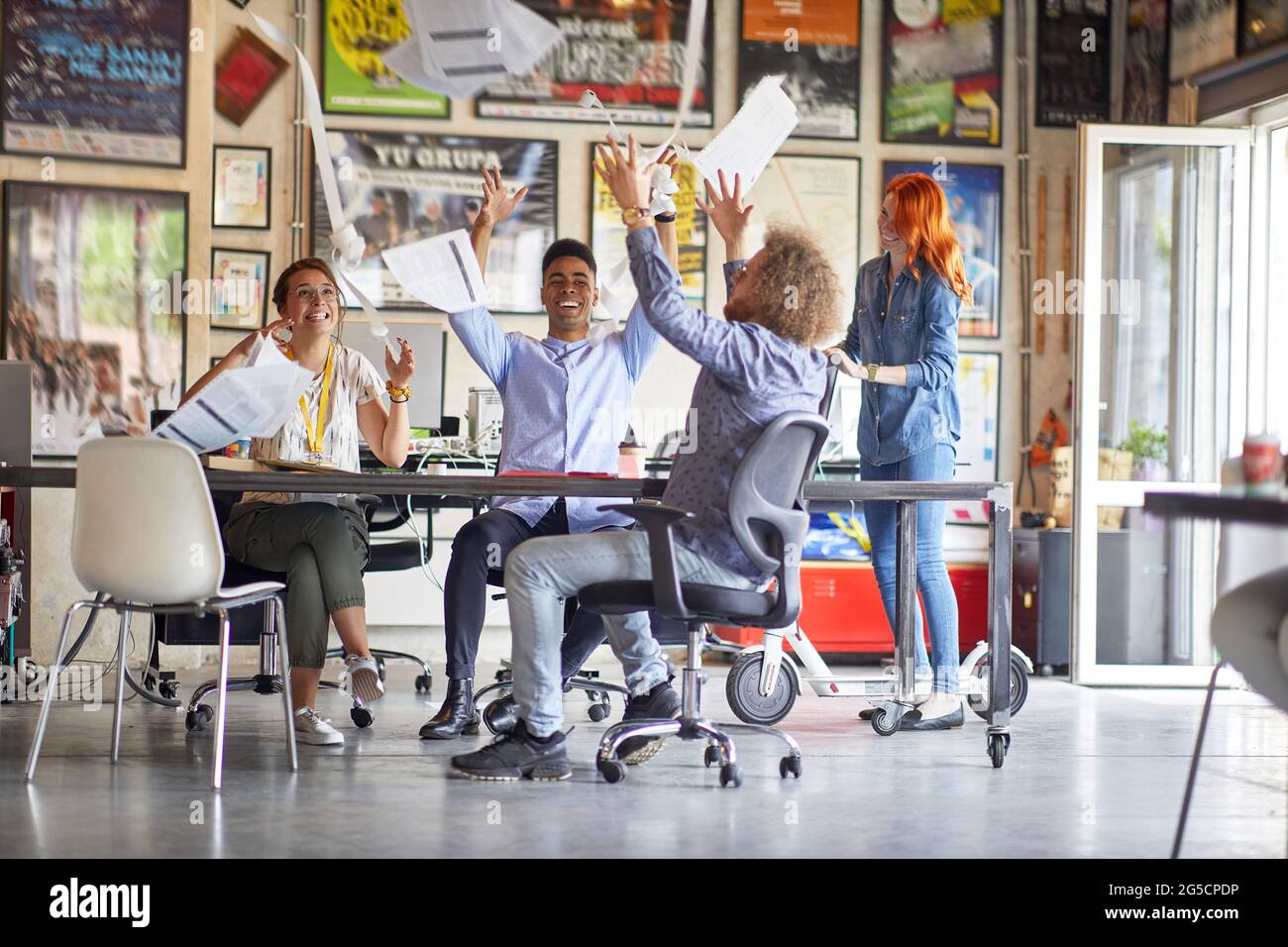 Office employees excited hi-res stock photography and images - Alamy