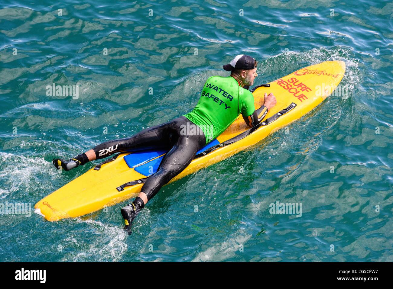 Brighton, UK. June 26th 2021 A member of the safety team keeps watch as ...