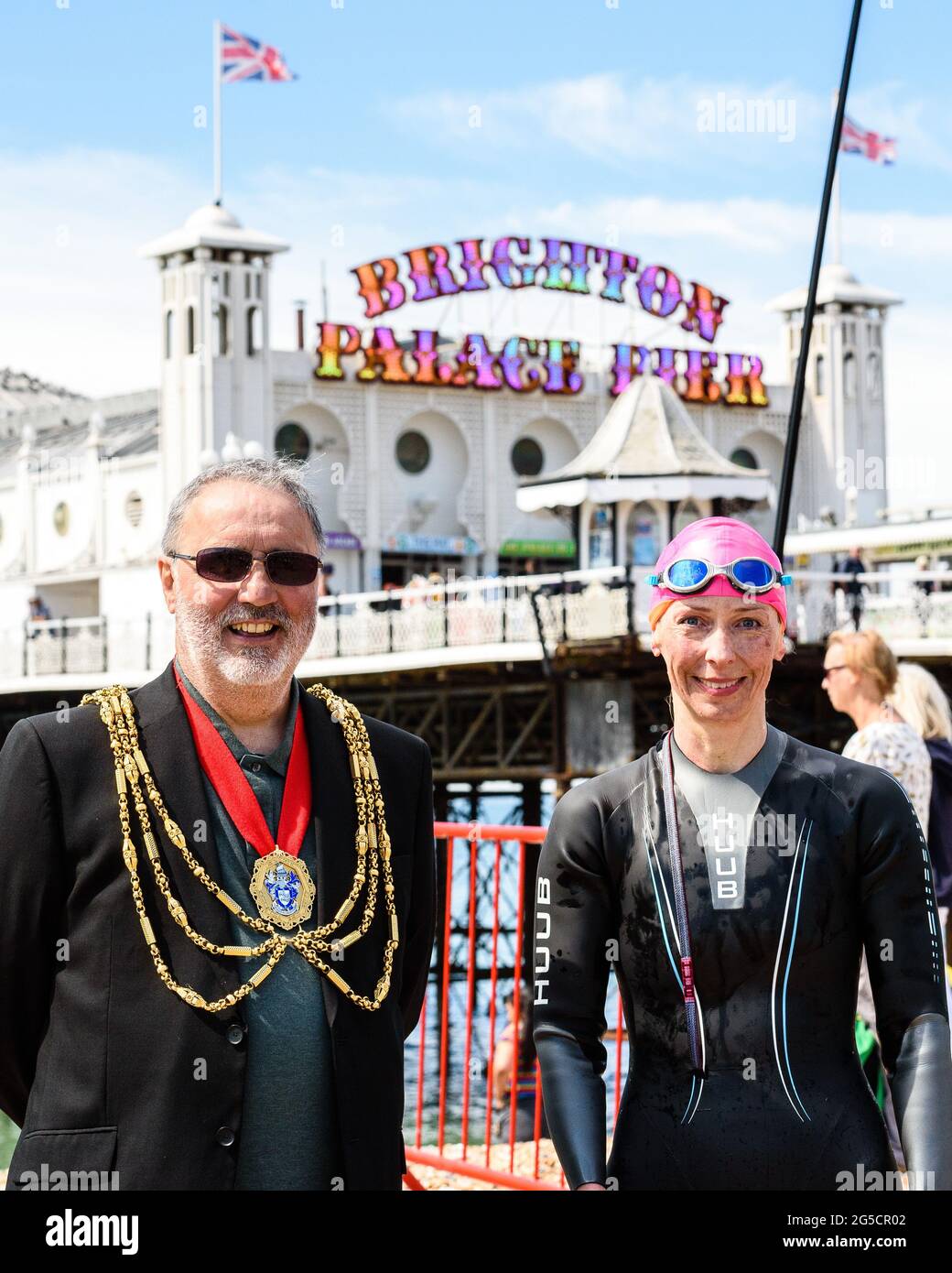 Brighton, UK. June 26th 2021 Carina Kent, first woman to finish the ...