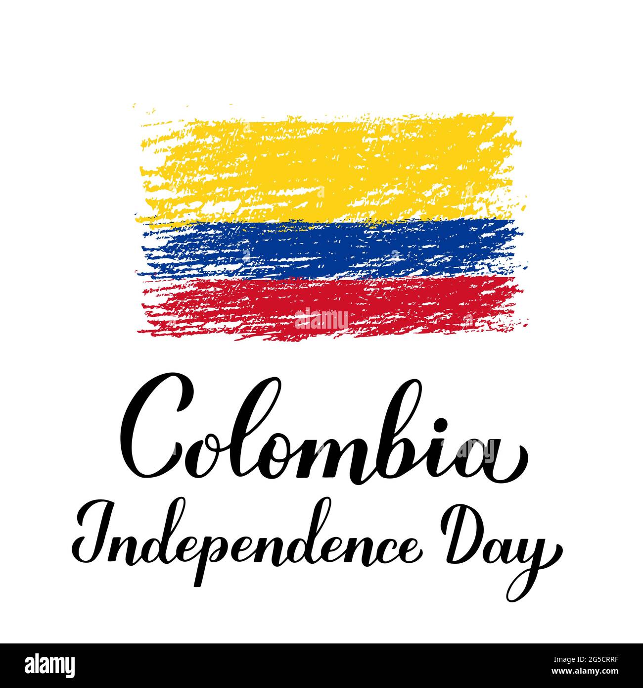 Colombia Independence Day calligraphy lettering with flag. National ...