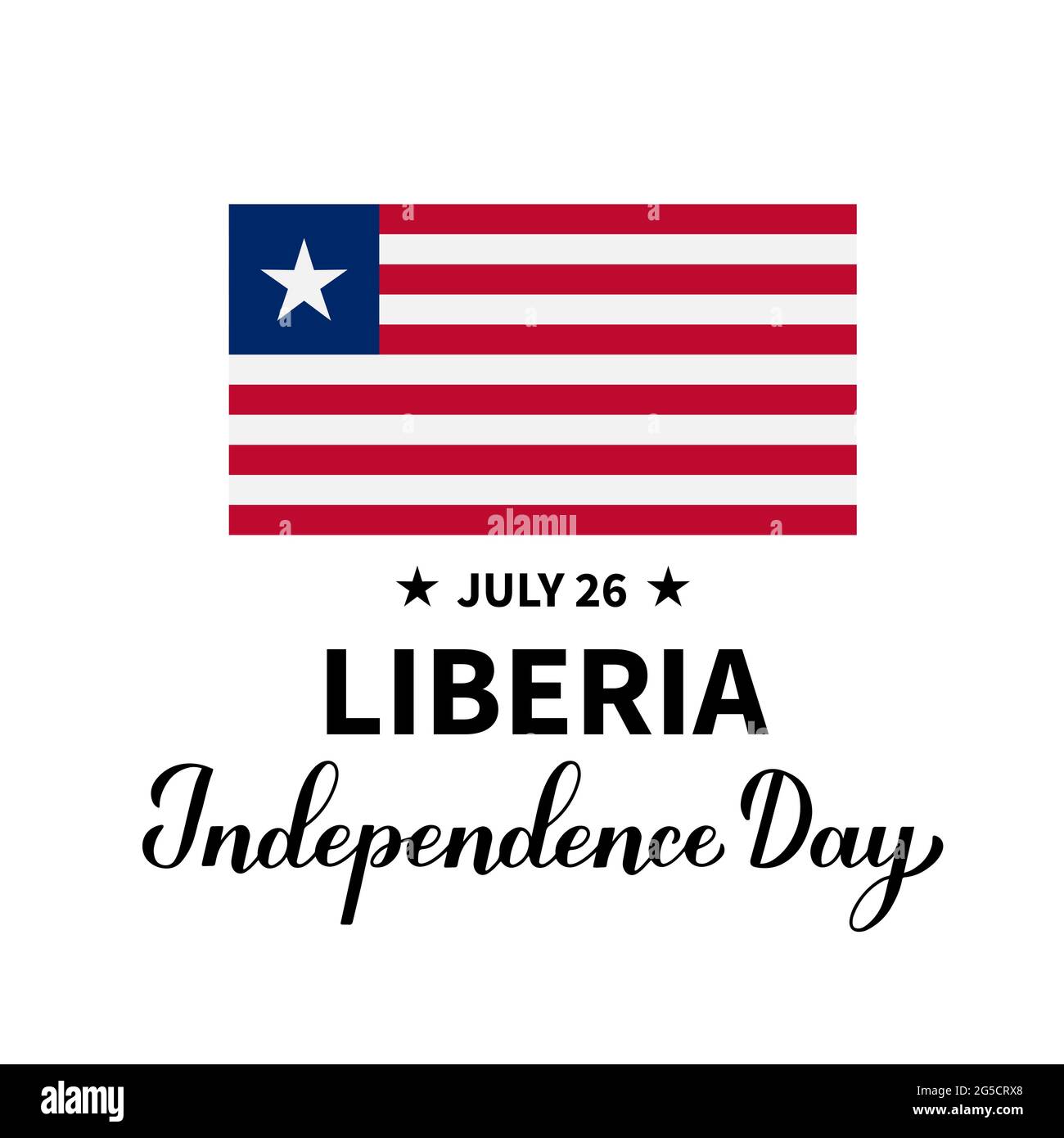 Liberia Independence Day lettering with flag isolated on white ...