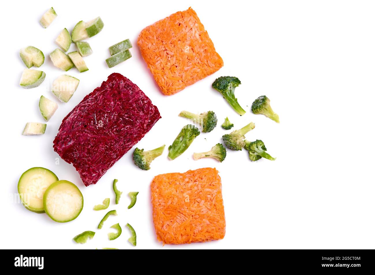 Handmade frozen semi-finished vegetable preparation. Chopped vegetables ...