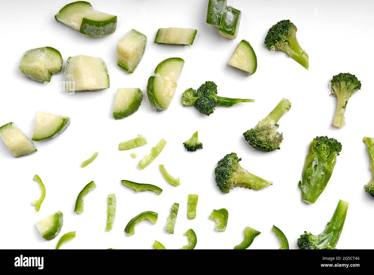 Handmade frozen semi-finished vegetable preparation. Chopped vegetables ...