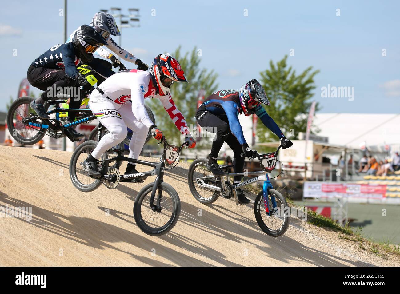 Arthur PILARD of France (130) competes in the UCI BMX Supercross World ...