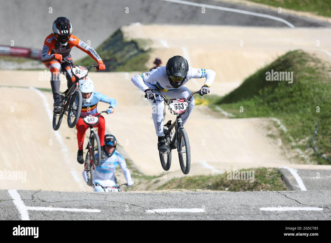 Einar LINDBERG of Sweden competes in the UCI BMX Supercross World Cup ...