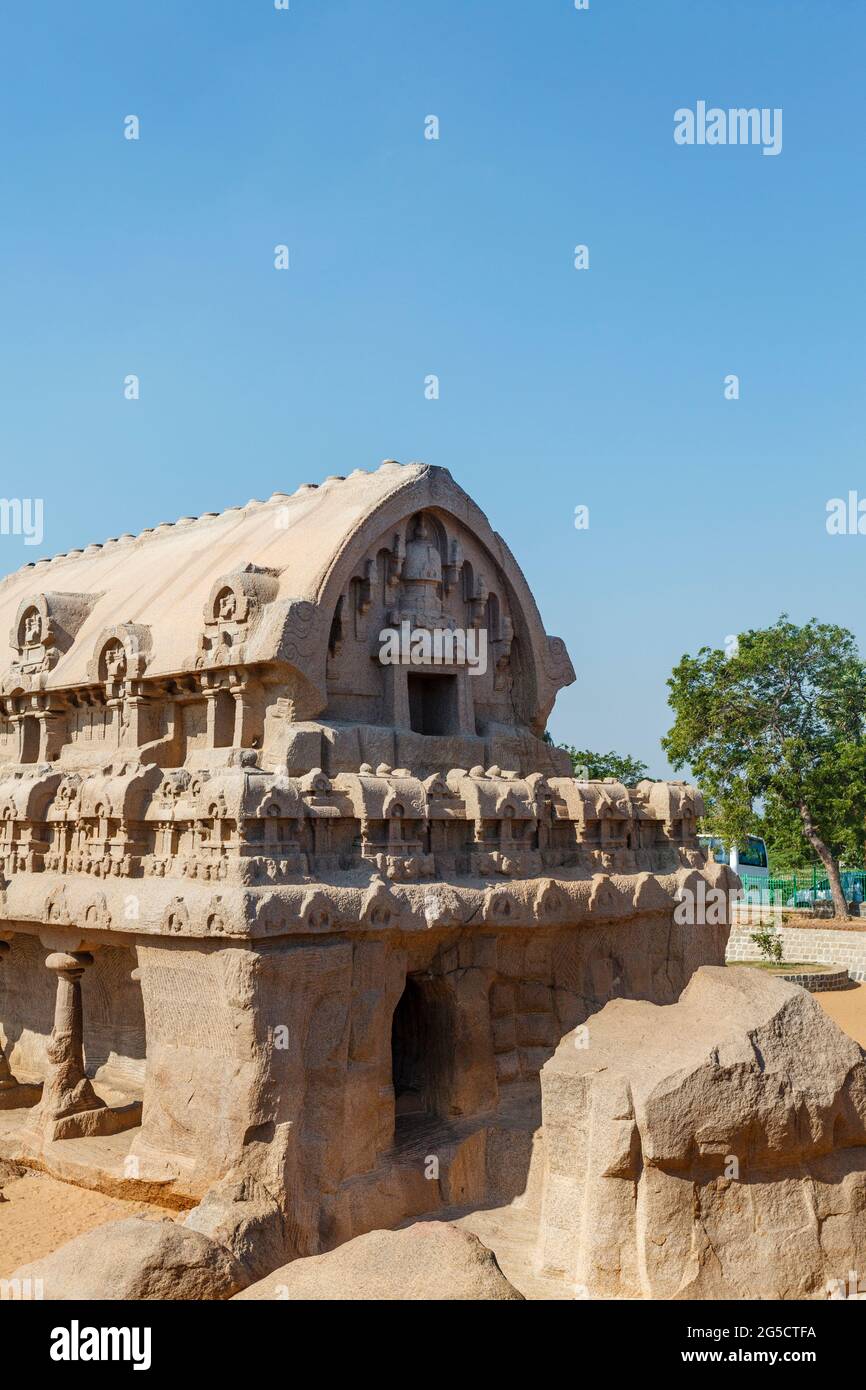 Exterior of the Bhima Ratha, one of the Pancha Rathas (Five Rathas) of ...