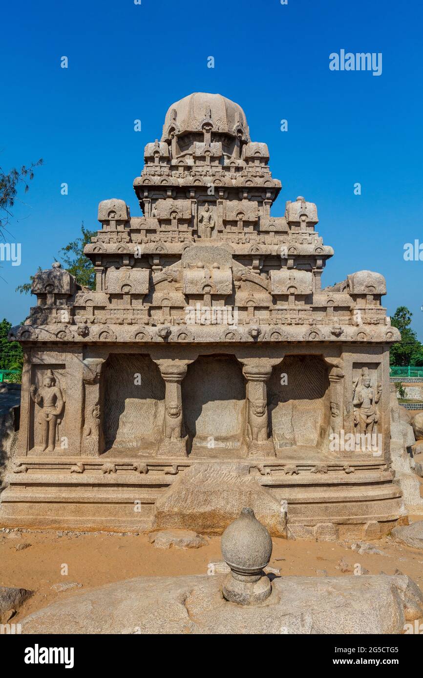 Exterior of the Dharmaraja Ratha, one of the Pancha Rathas (Five Rathas ...