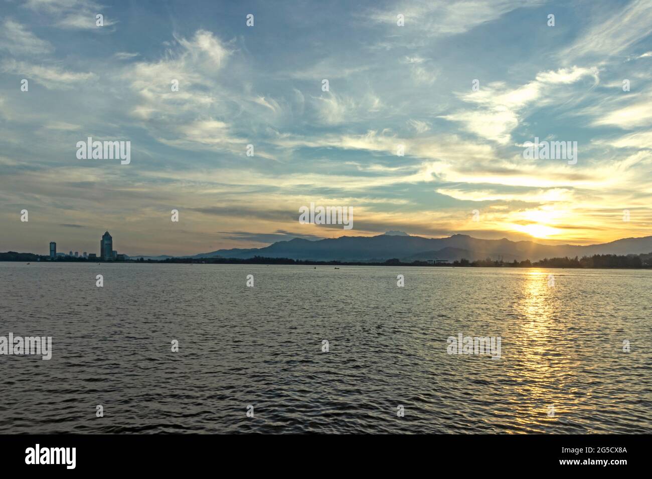 Kota kinabalu city mosque at likas bay hi-res stock photography and ...