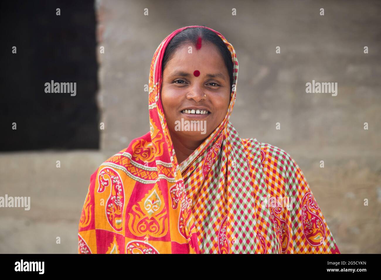 Indian Rural Woman Smiling and Standing Stock Photo - Alamy
