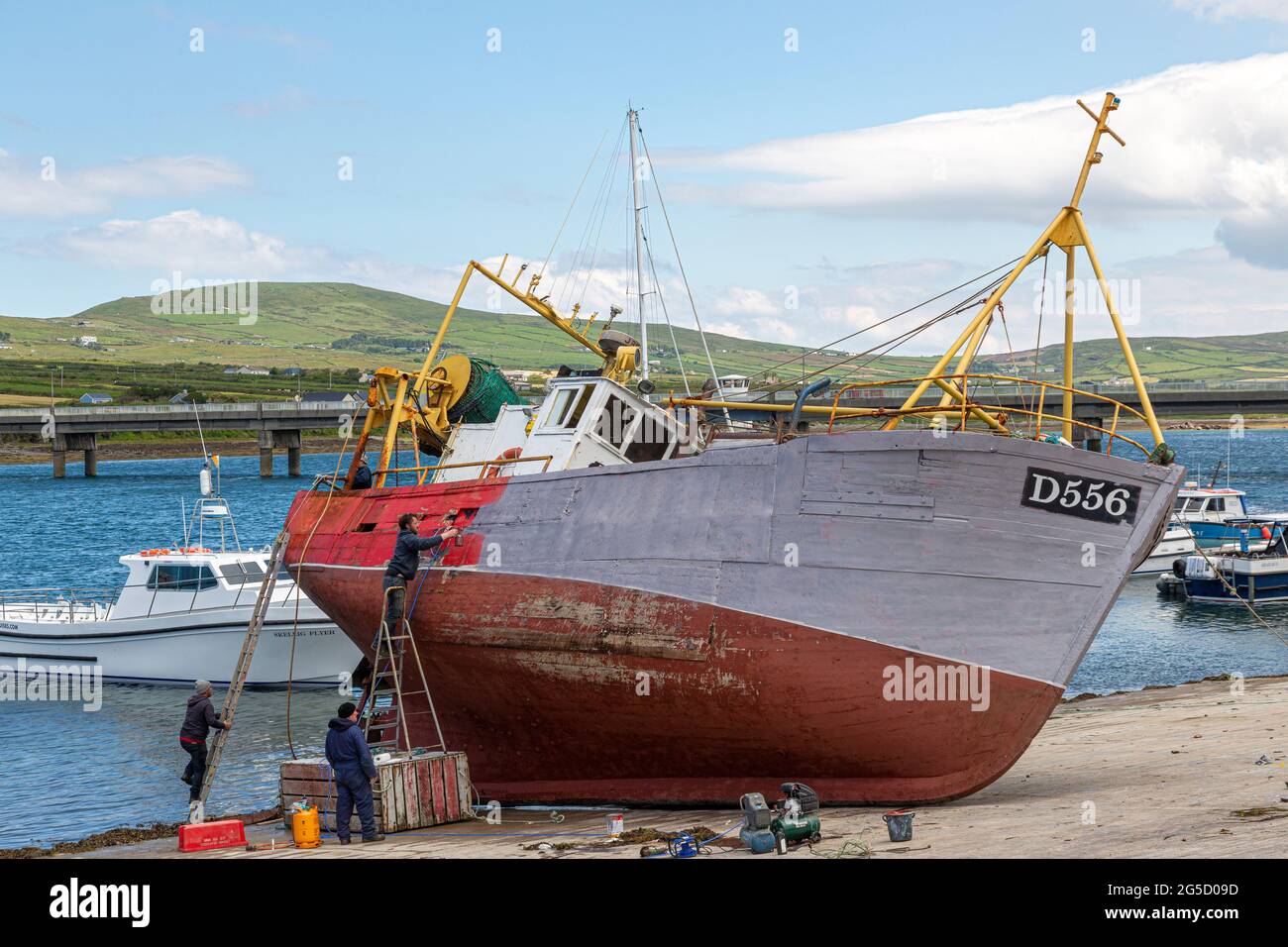 Fishermen Painting Trawler Fishing Boat High Resolution Stock ...