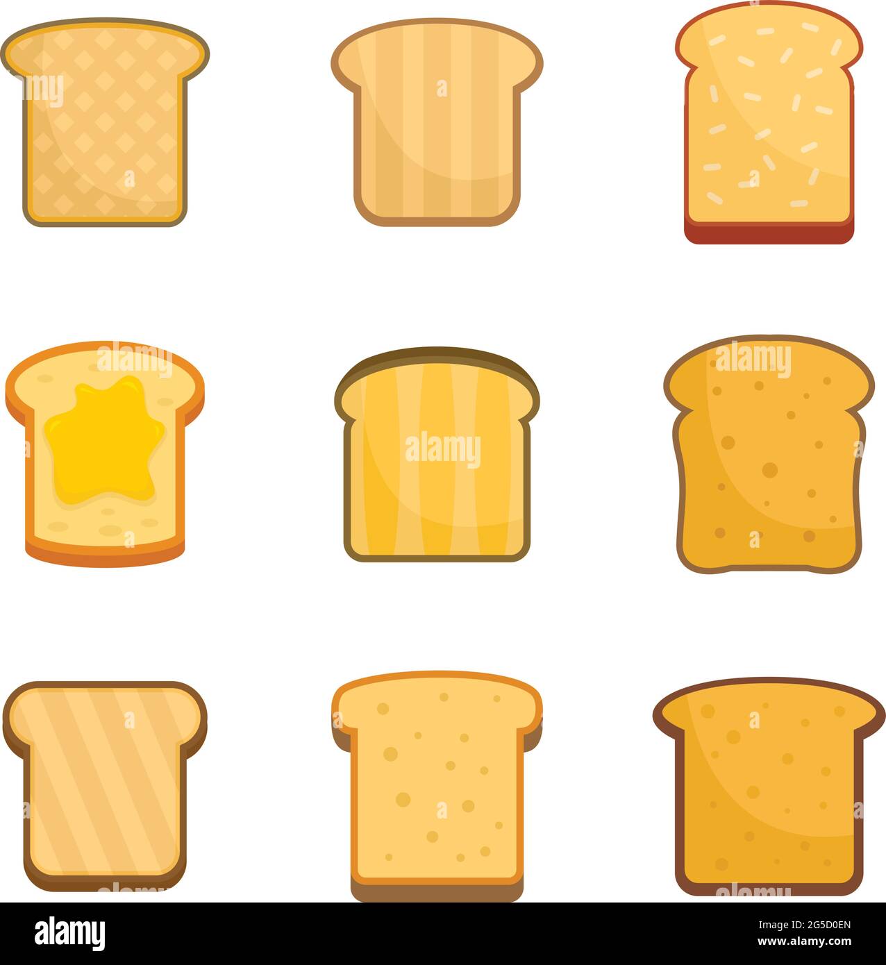 Toast icons set flat vector isolated Stock Vector Image & Art - Alamy