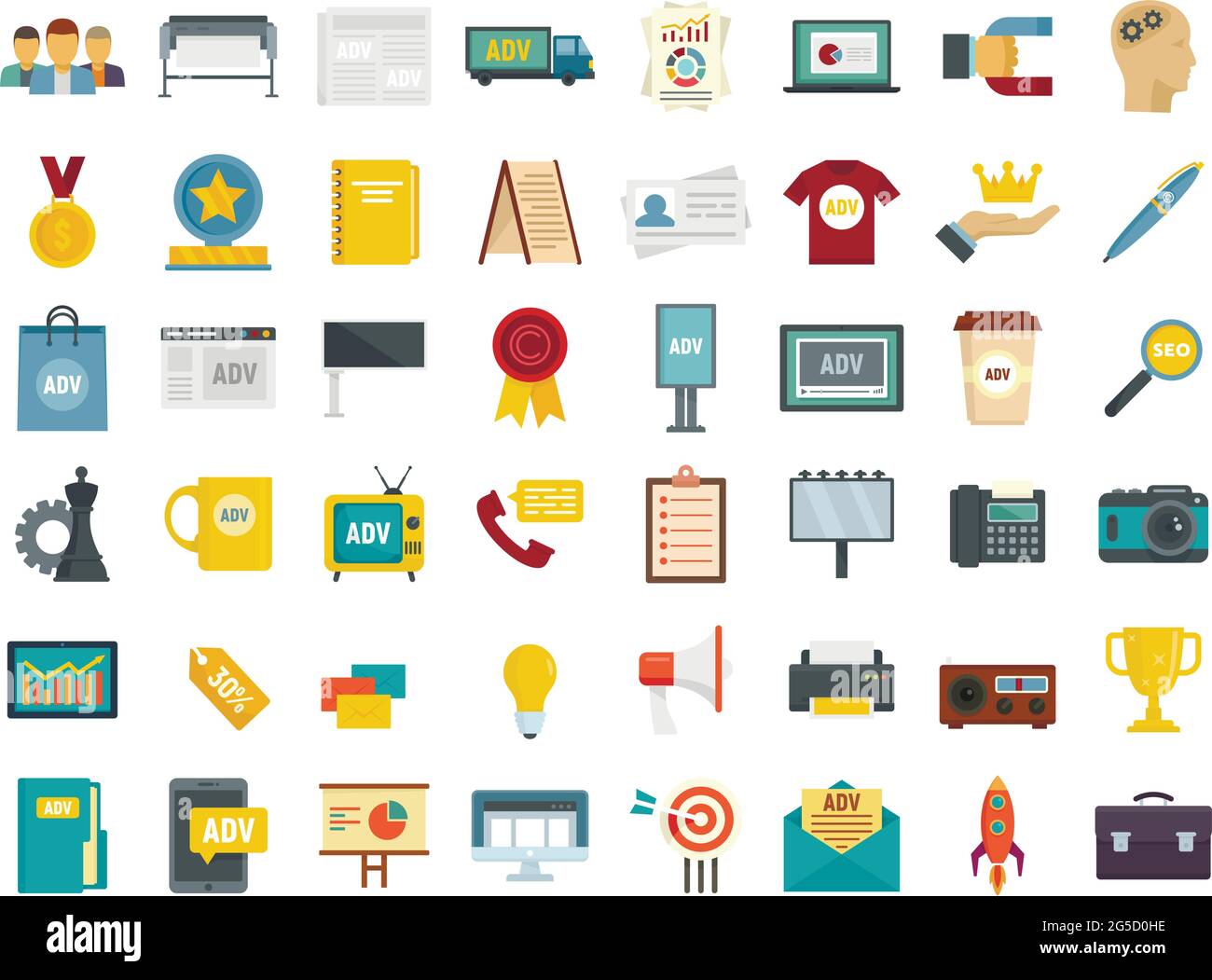 Advertising agency icons set flat vector isolated Stock Vector Image ...