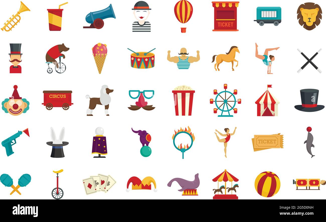 Circus icons set flat vector isolated Stock Vector Image & Art - Alamy