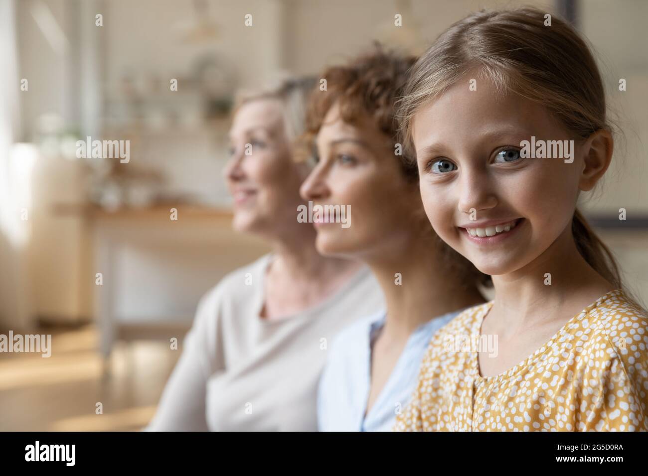 Happy three female generations family posing at home Stock Photo - Alamy