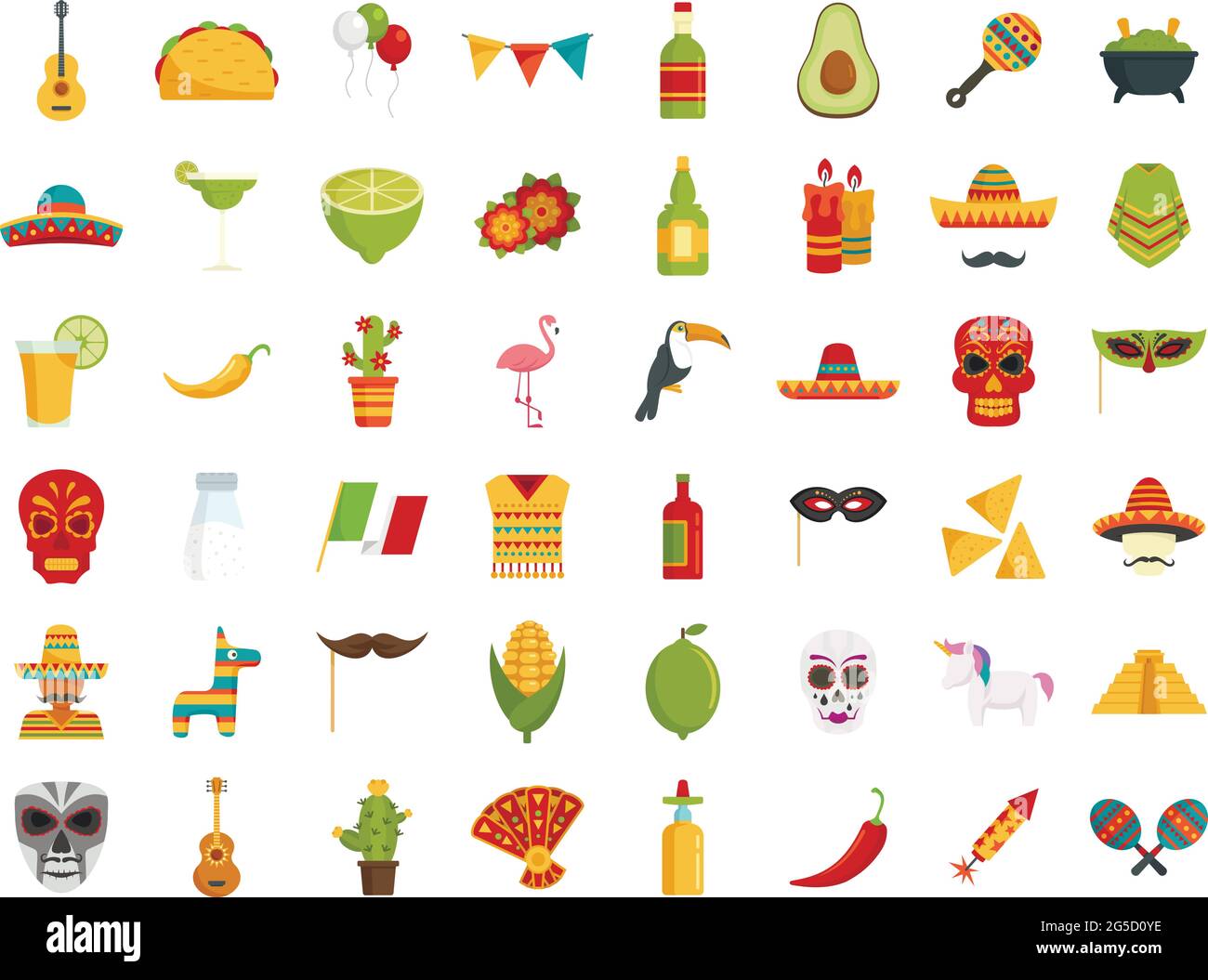 Fiesta icons set flat vector isolated Stock Vector Image & Art - Alamy